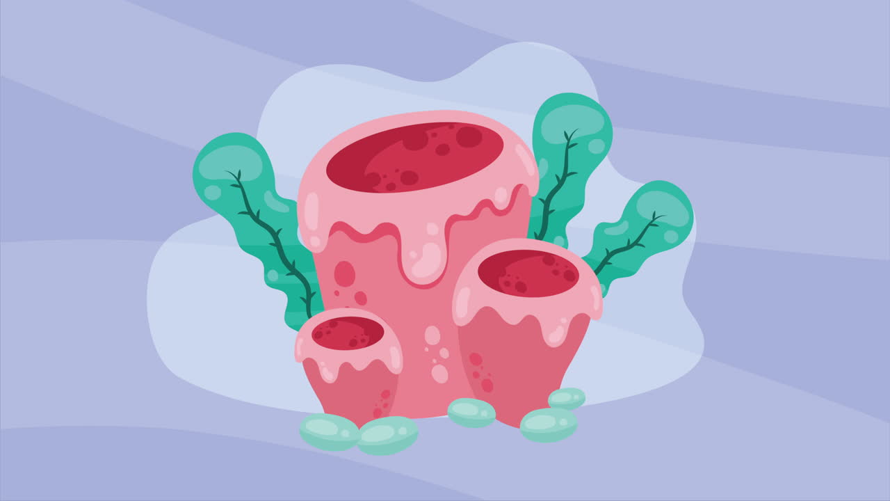 Red algaes and seaweed animation | Premium Stock Video Footage