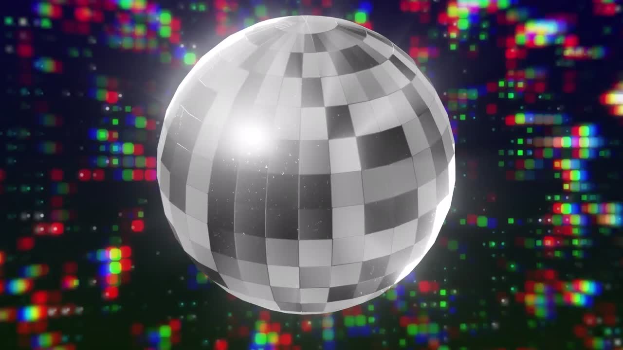 Animation of data processing over disco mirror ball Premium Stock Video Footage