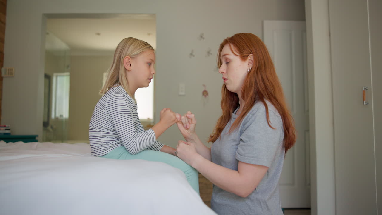 Support, love and mother promise a child comfort Premium Stock Video ...