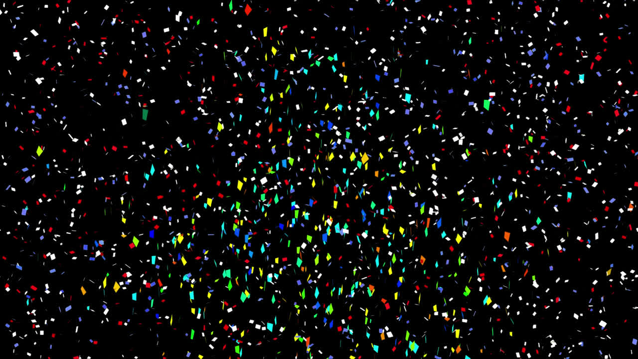 Premium stock video - Animation of multi coloured confetti falling over black background