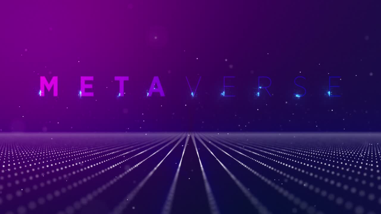 word metaverse title motion with digital cyber network in futuristic environment background ...