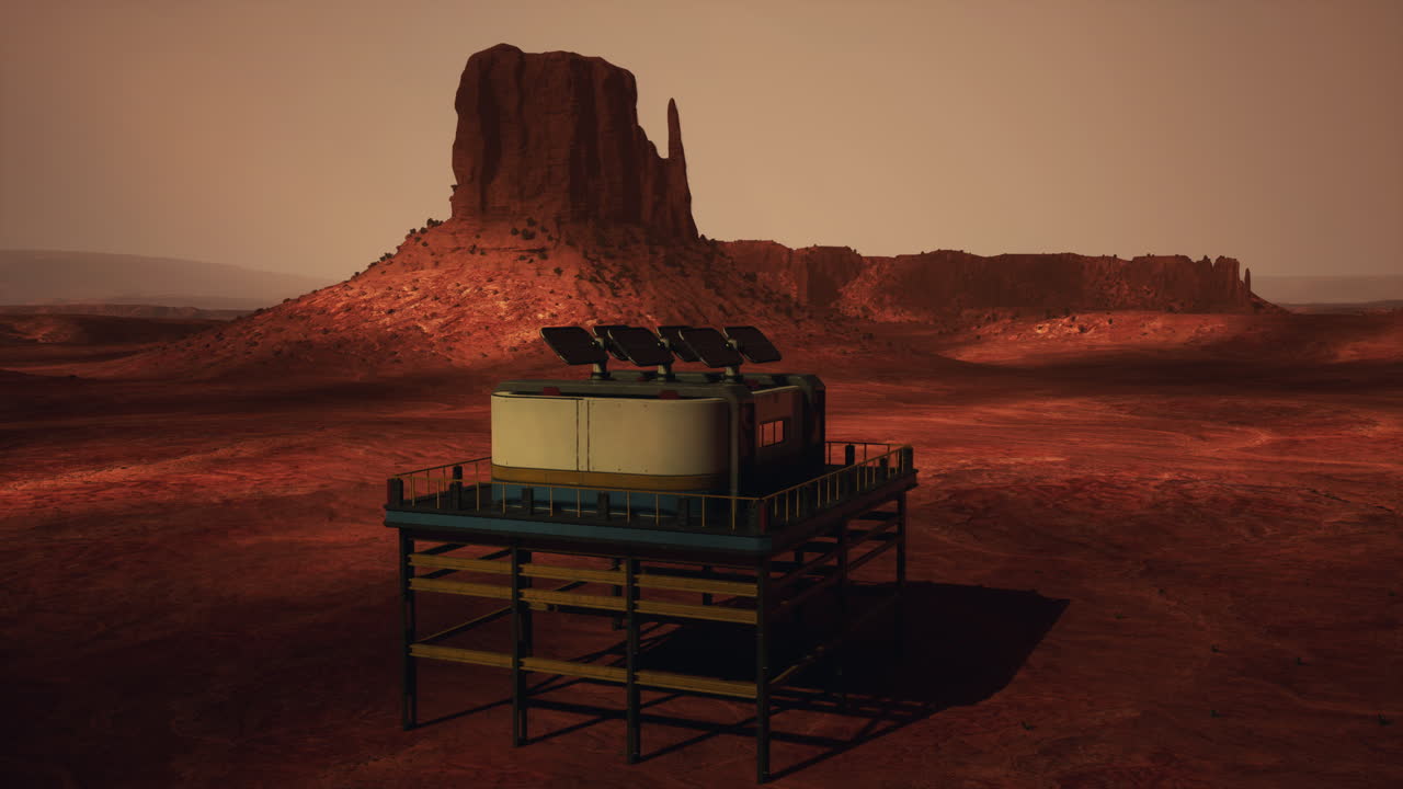 Futuristic mars research station in a red desert landscape Premium ...