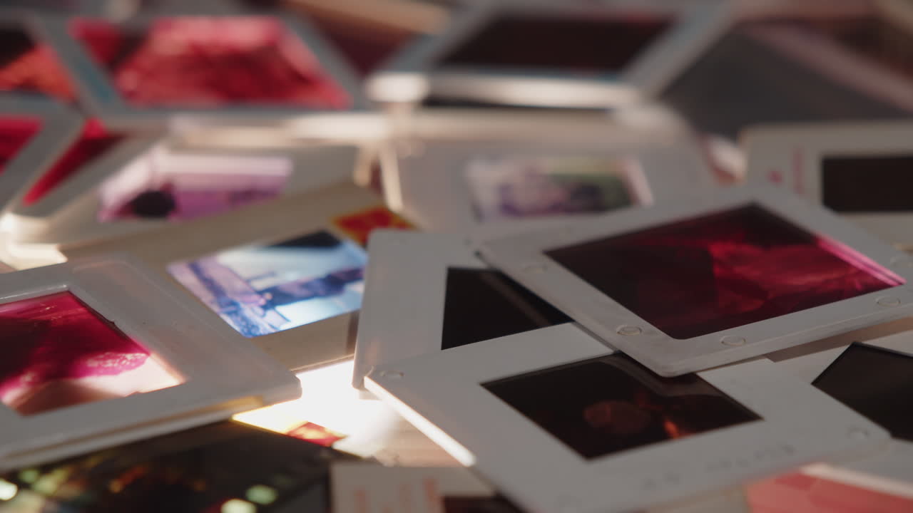 Photographic slides in plastic frames thrown on a light table | Premium ...