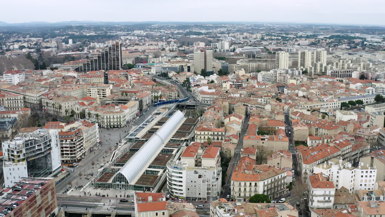 Free stock video - Flying around montpellier train station aerial view ...