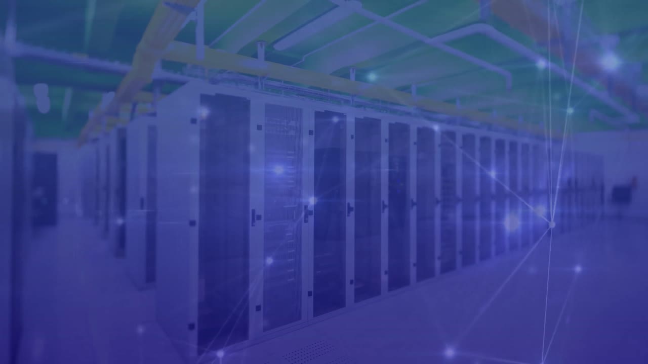 Premium stock video - Animation of connected dots over data server ...