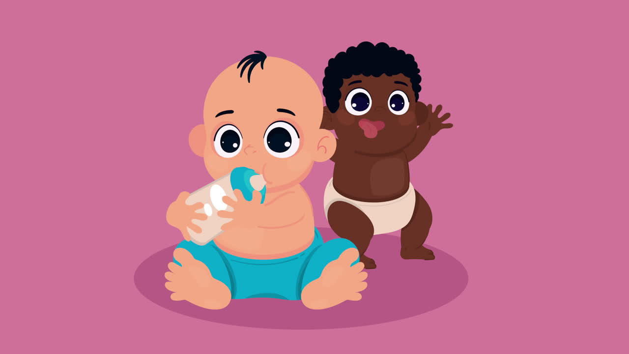 Interracial little babies characters animation | Premium Stock Video ...