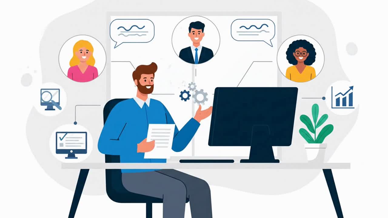 A project manager leading a remote team in a virtual meeting | Premium ...