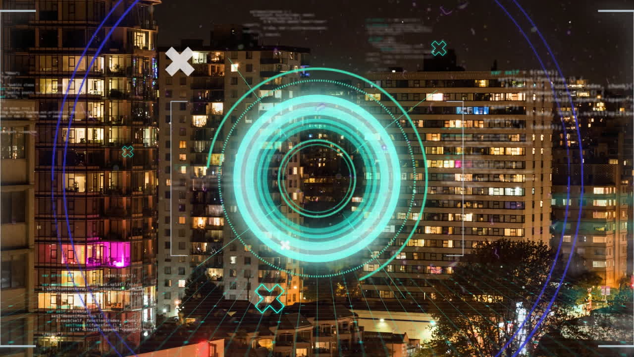animation of scope scanning cityscape and connections | freepik