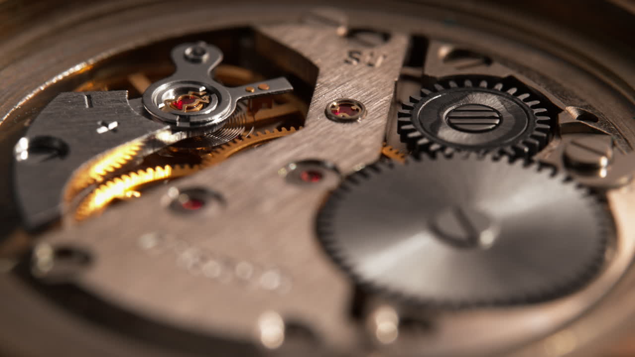 Clockwork of the Old Rusty Wristwatch in Macro - Parts of the Working ...