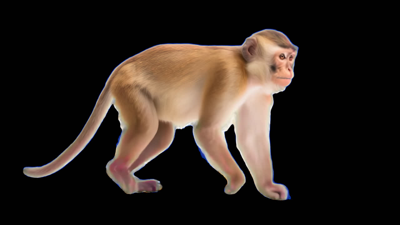 Realistic monkey walking gracefully animation isolated asset ...