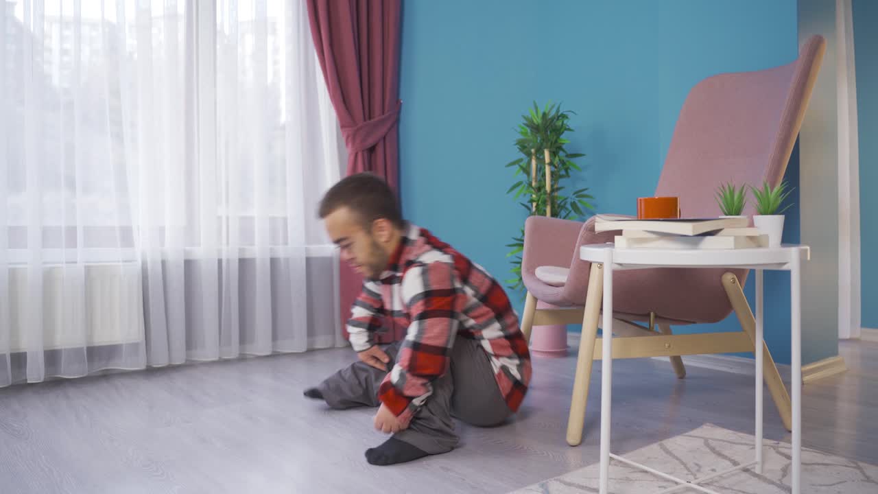 Bored Thinking Dwarf Man. Free Stock Video Footage Download Clips