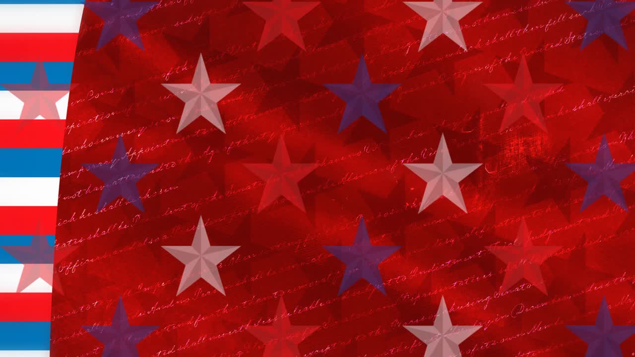 Premium stock video - Animation of stars moving over american constitution