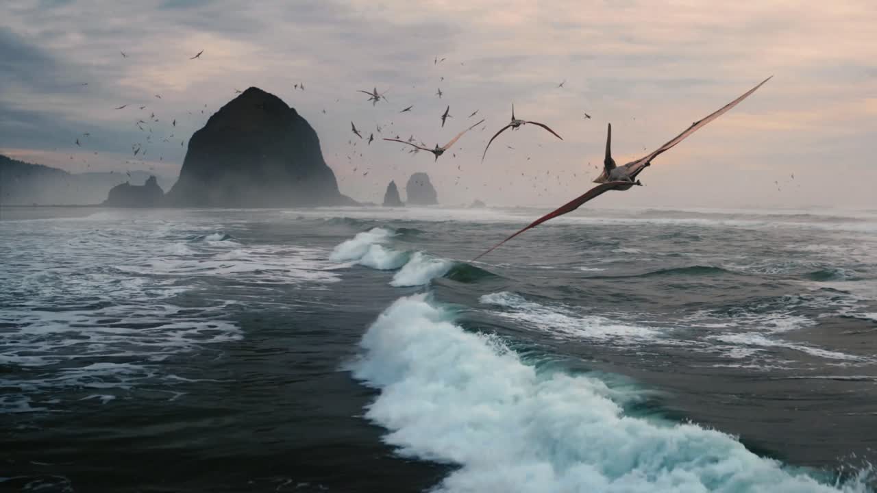 Premium stock video - Pteranodon reptiles fly over ancient seas ...
