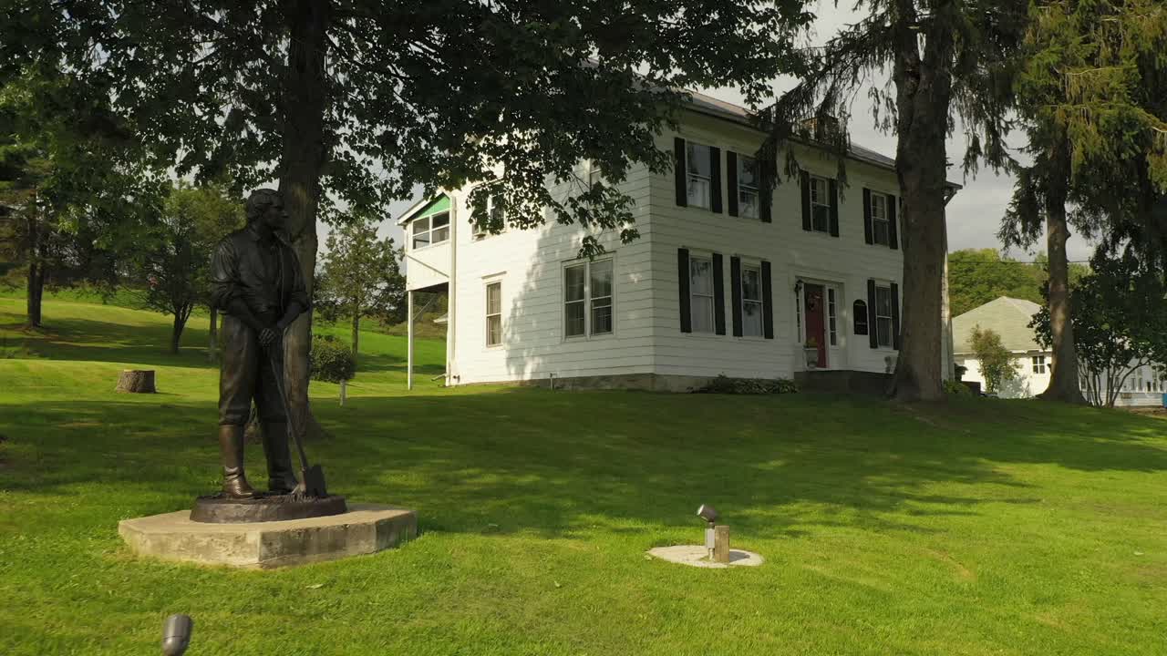 Statue At The Front Of Original Historic House Of Josiah Stowell Friend Of Joseph Smith Hired ...