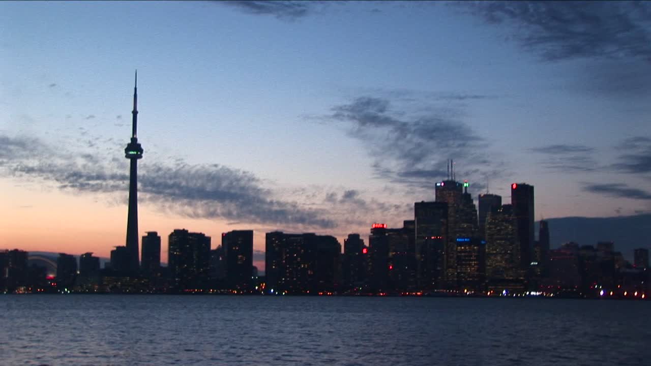 A Spectacular View Of The Toronto Skyline At Night With Lights And A ...