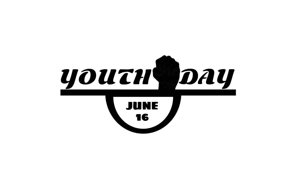 Premium stock video - Animation of youth day june 16 text over white ...