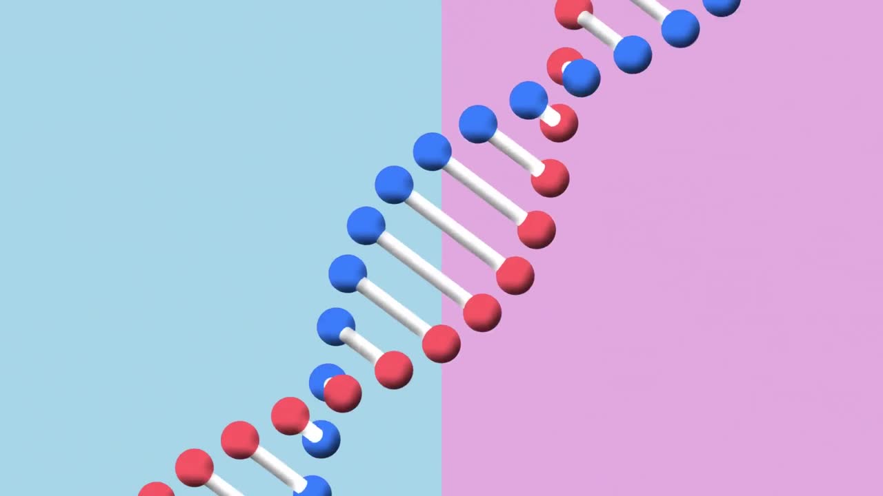 3d dna strand rotation over lilac and blue background 的动画 | freepik