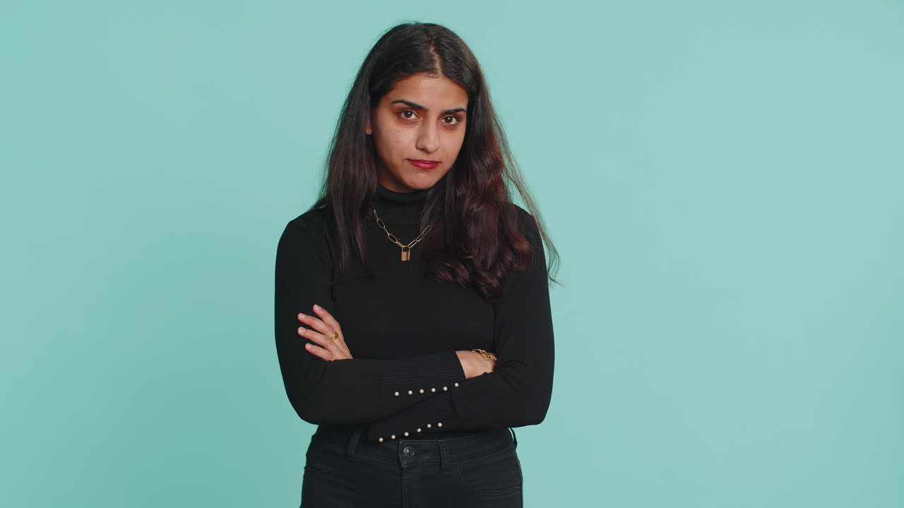 Upset Pretty Woman Girl In Sweater Showing Thumbs Down Sign Gesture ...