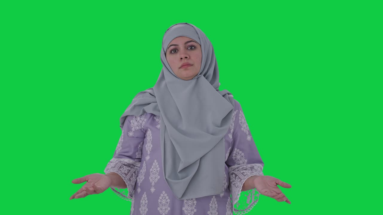 Confused Muslim Woman Asking What Question Green Screen Free Stock ...
