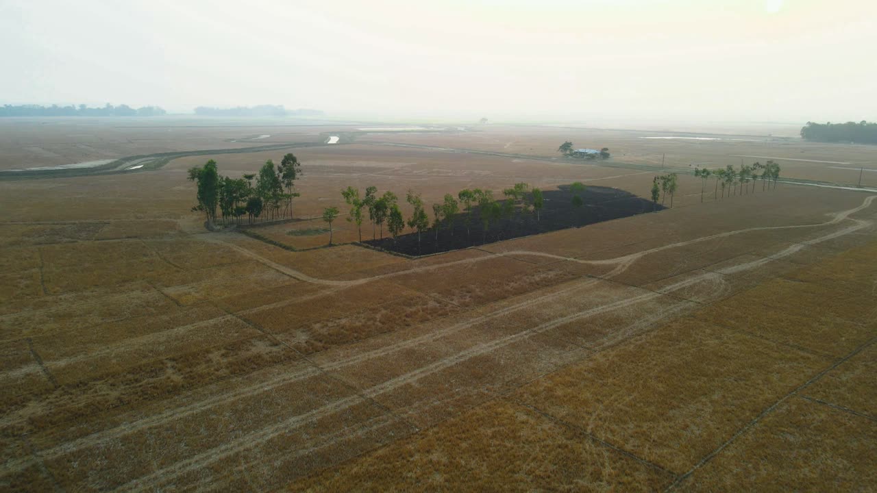 Premium stock video - Drone captures aerial view of dry farm land