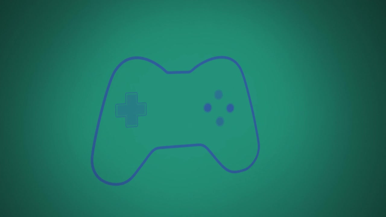 Premium stock video - Animation of gamepad icon on green background