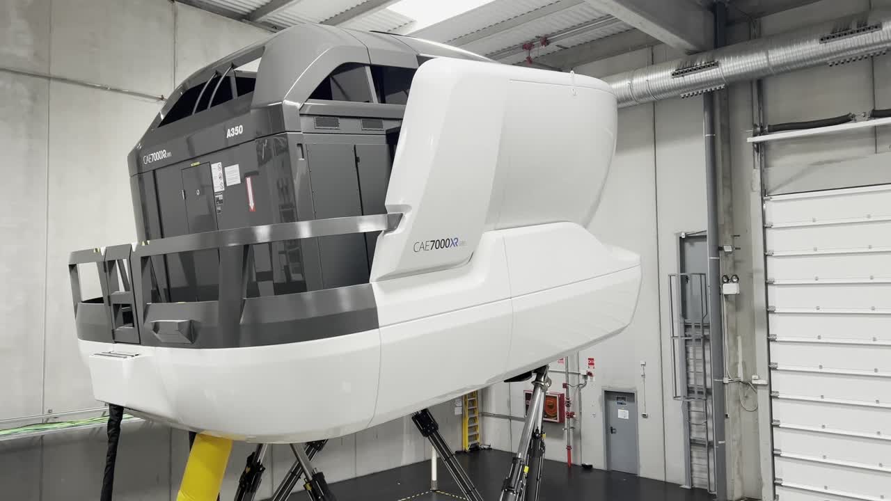Premium stock video - Real training flight simulator, external view