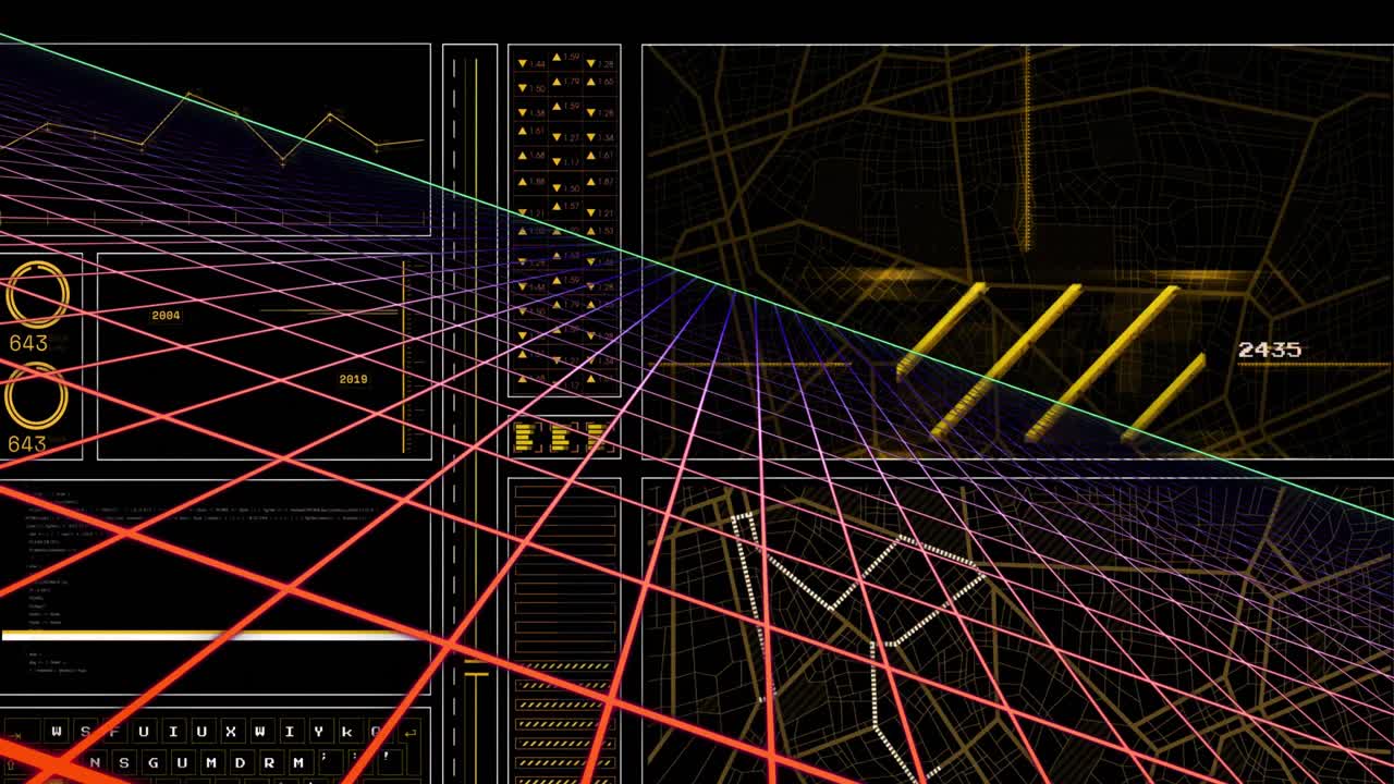 Premium Stock Video Animation Of Graph Loading Circles Navigation Pattern Over Grid Pattern