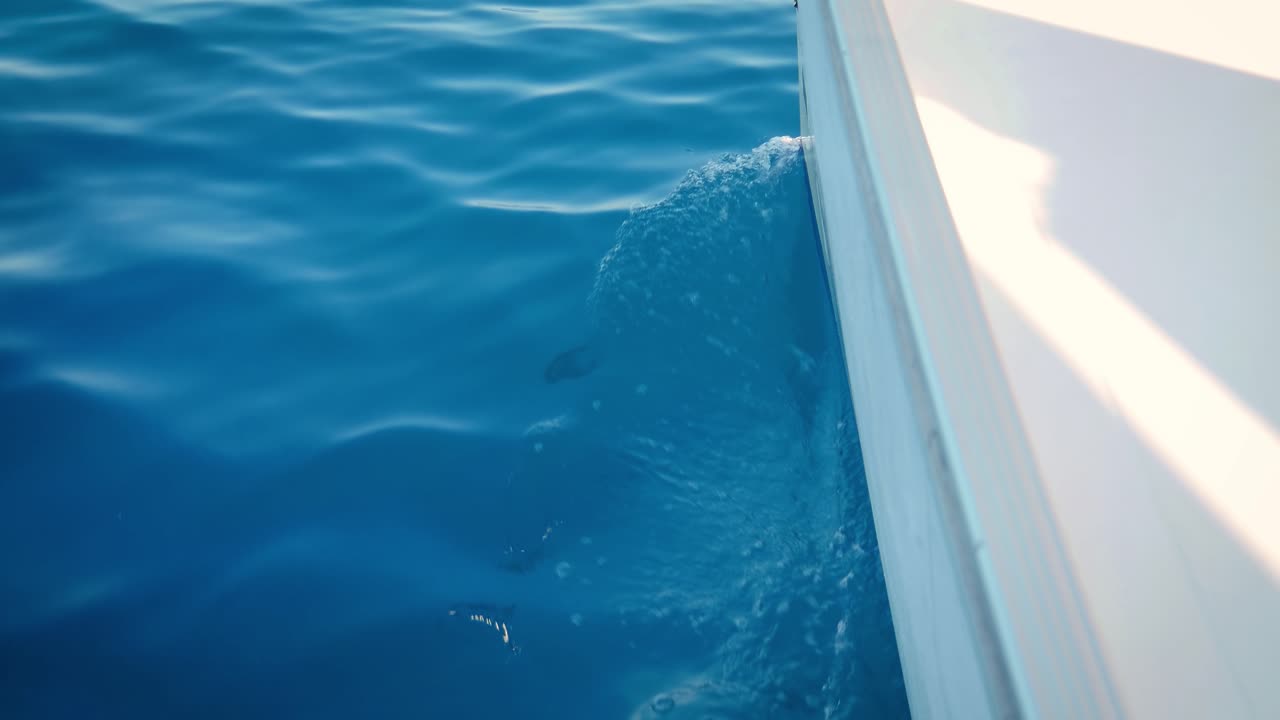 Sea Water Moving Sideways Underneath The Hull Of A Boat Sailing - high ...