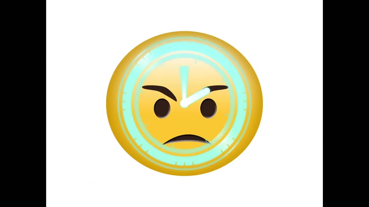 Tv Static Effect And Neon Digital Clock Ticking Over Angry Face Emoji ...