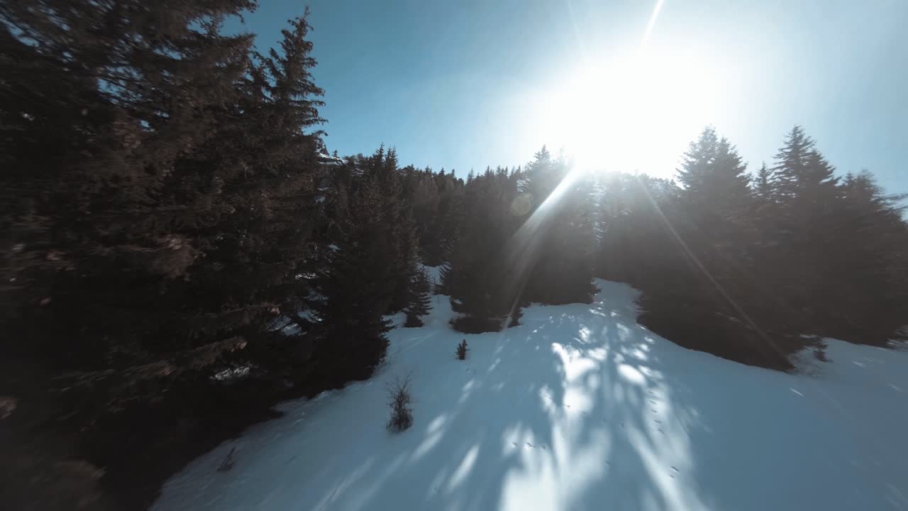 Flying FPV Up The Side Of A Snowy Mountain Dodging Between The Trees ...