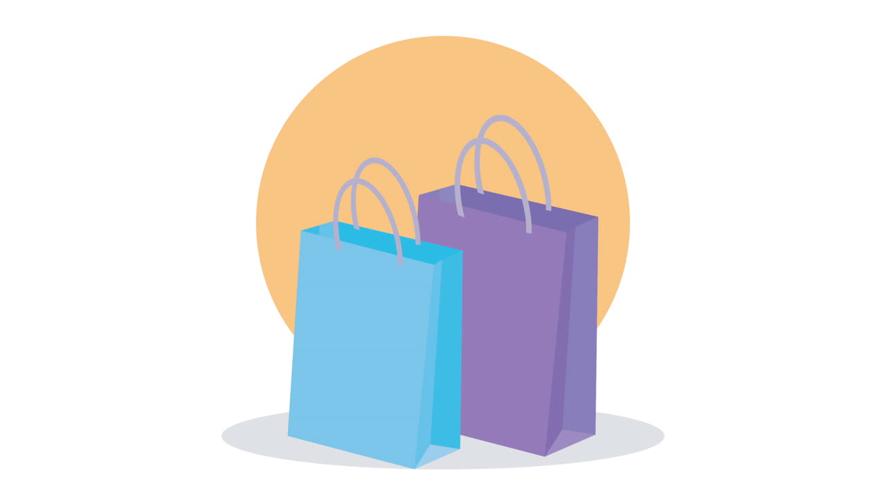 Shopping bags paper handle animation | Premium Stock Video Footage