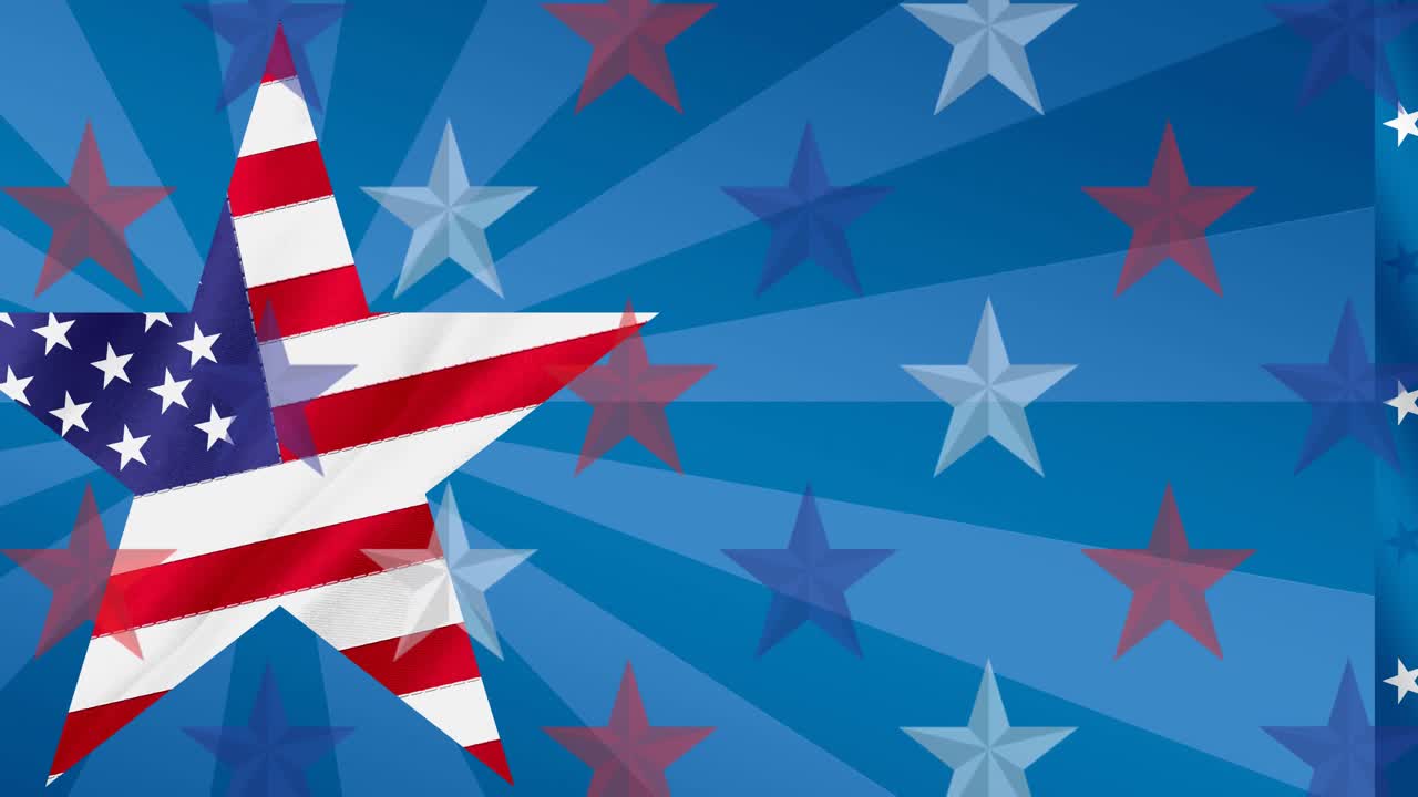 Premium stock video - Animation of stars moving over blue moving stripes