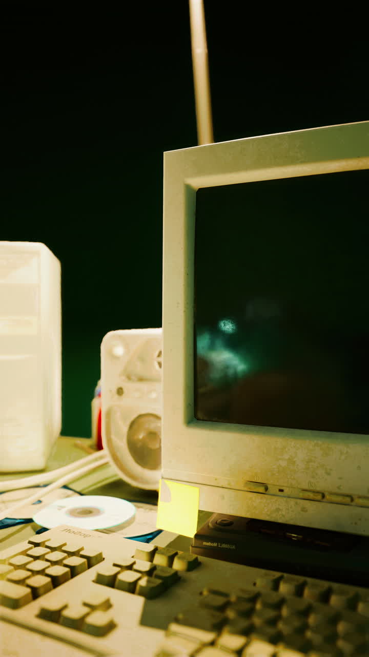 Old computer setup Premium Stock Video Footage