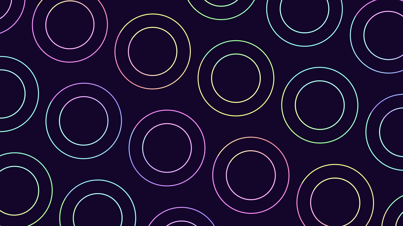 黑色渐变色上成排的霓虹灯彩虹环图案 | freepik