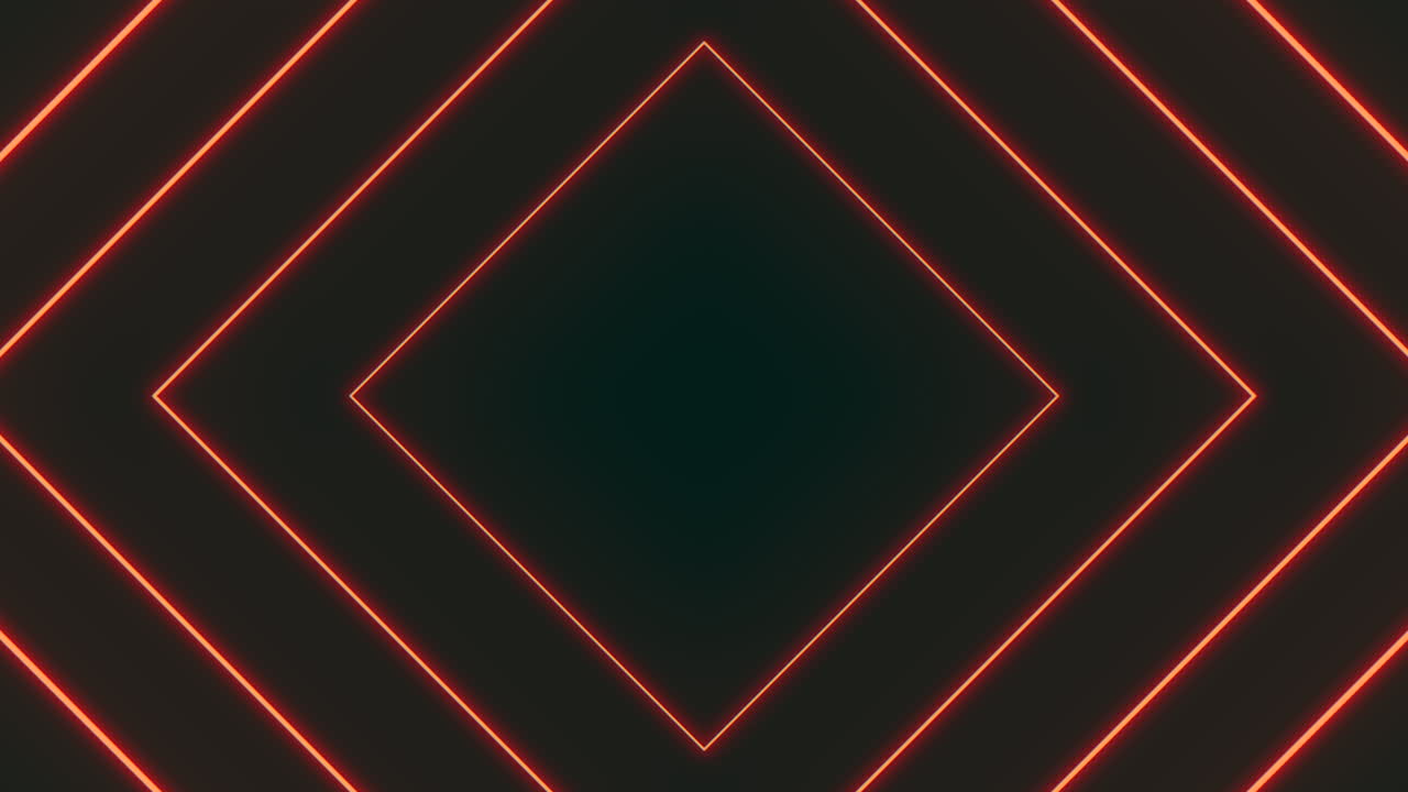 Premium stock video - Black and orange neon diamond pattern on dark ...