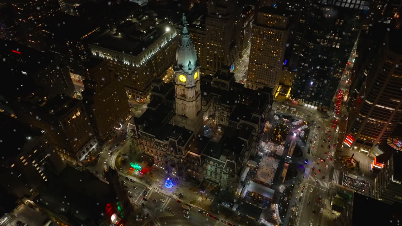 Premium stock video - Philadelphia city hall at night