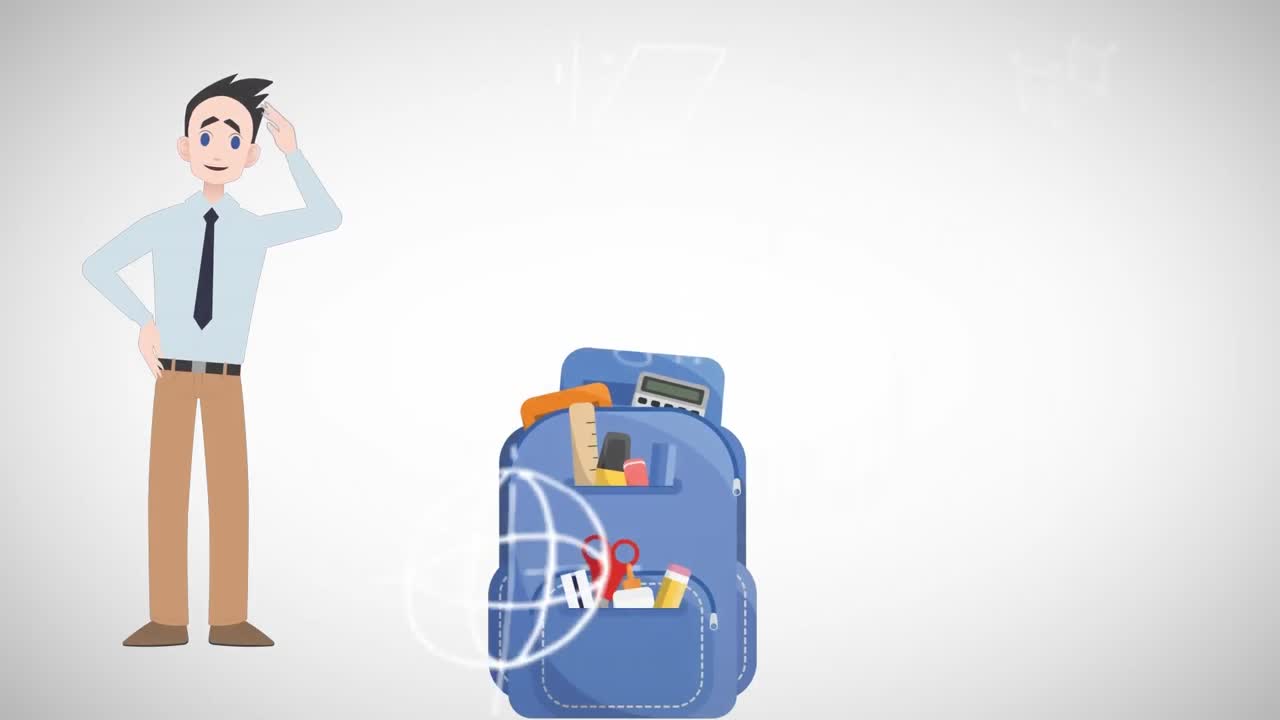 Animation of man talking over school icons | Premium Stock Video Footage