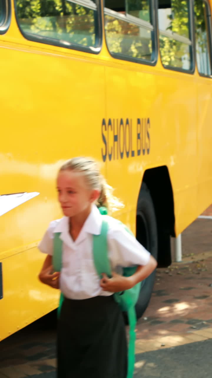 Teacher taking attendance while student entering in bus | Premium Stock ...