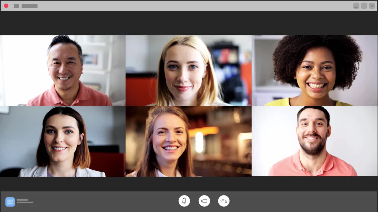 Premium stock video - Screen with people having group video chat ...