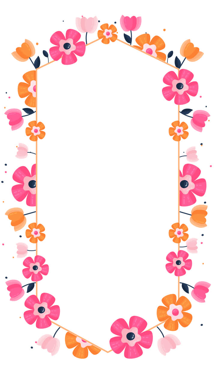 Free stock video - An animation of hand drawn floral frame background