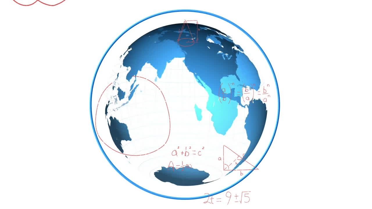 Premium stock video - Rotating globe with mathematical equations and ...