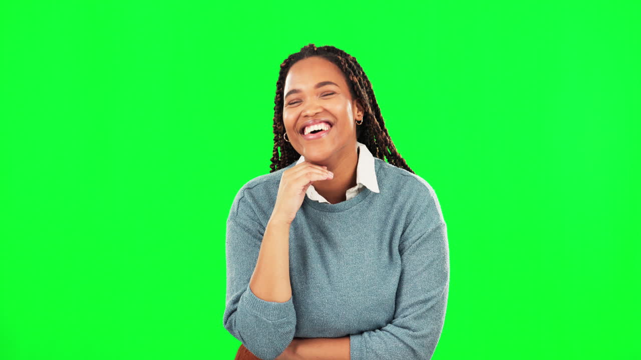 Premium stock video - Laughing, green screen and portrait of funny woman