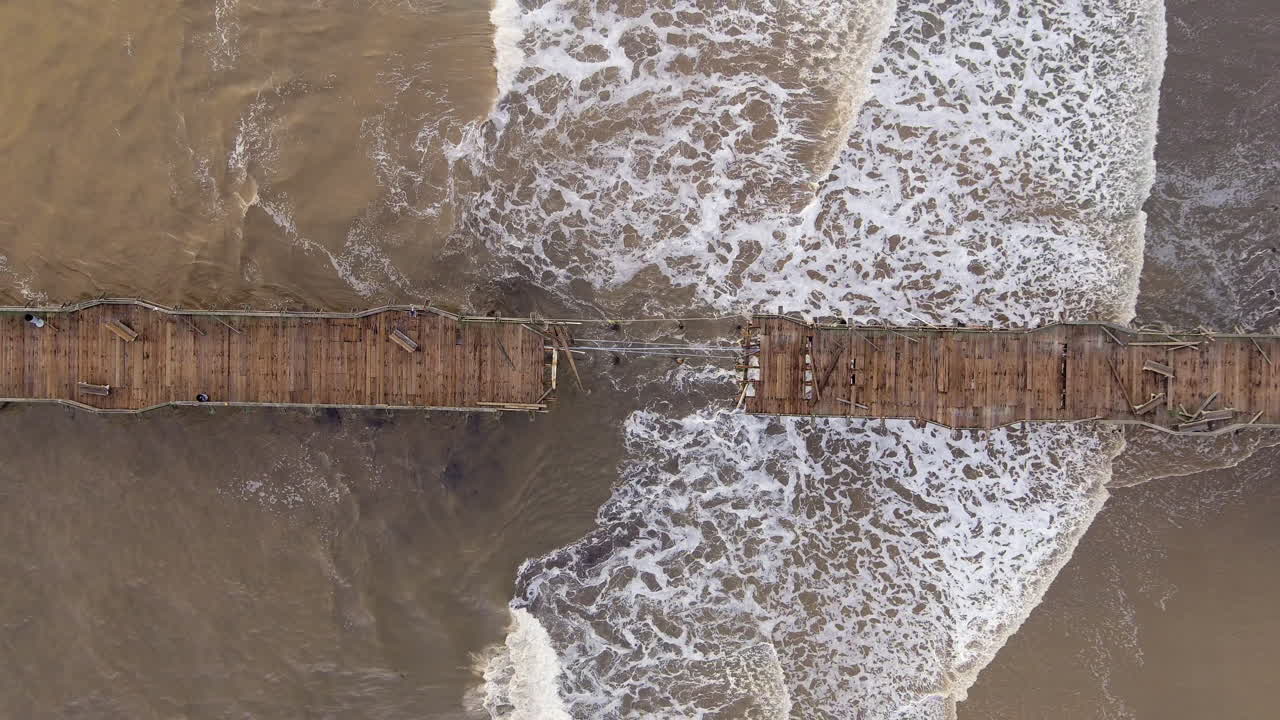 Premium stock video - Capitola pier wreckage from bomb cyclone storm ...