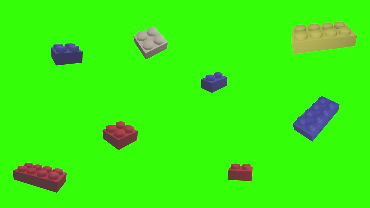 Pieces animation on green screen chroma key, graphic source element ...