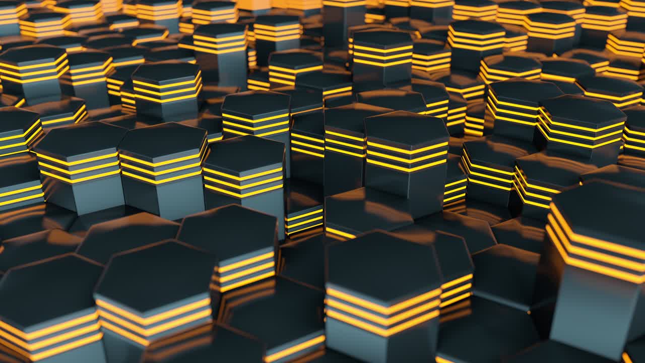 Hexagonal energy pillars moves up and down in the center of the nuclear ...