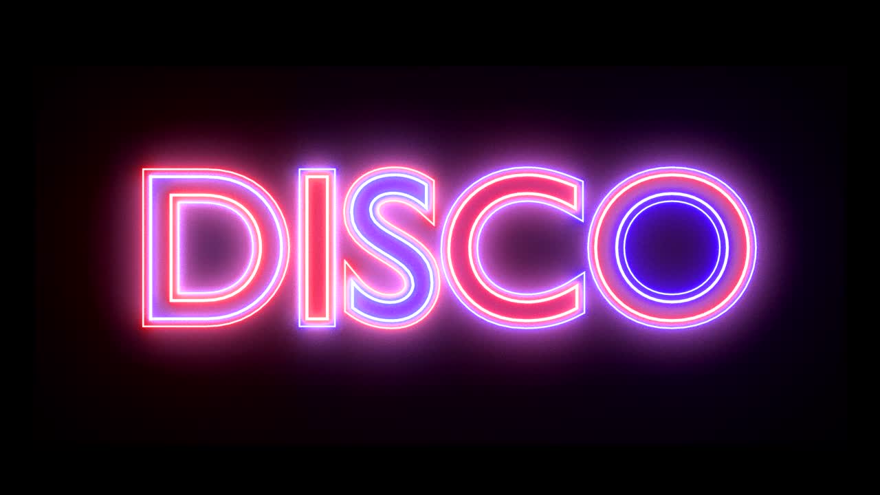 Premium stock video - Disco neon sign lights logo text glowing ...