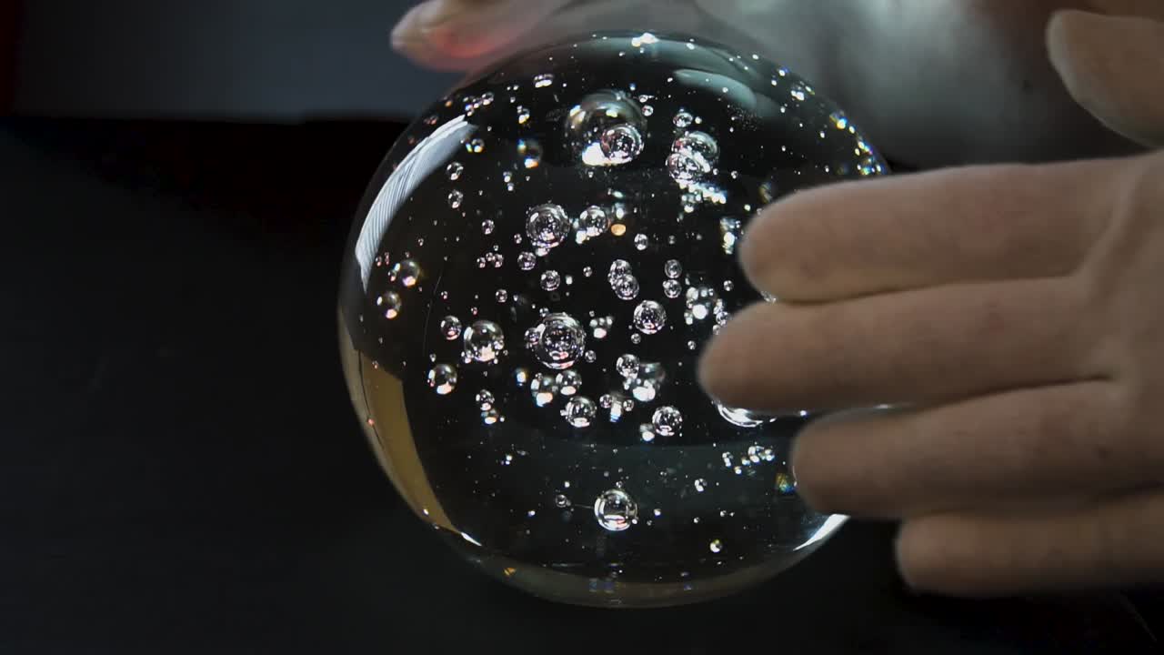 Magic Crystal Ball Reveals With Hands Manipulating The Psychic Field ...