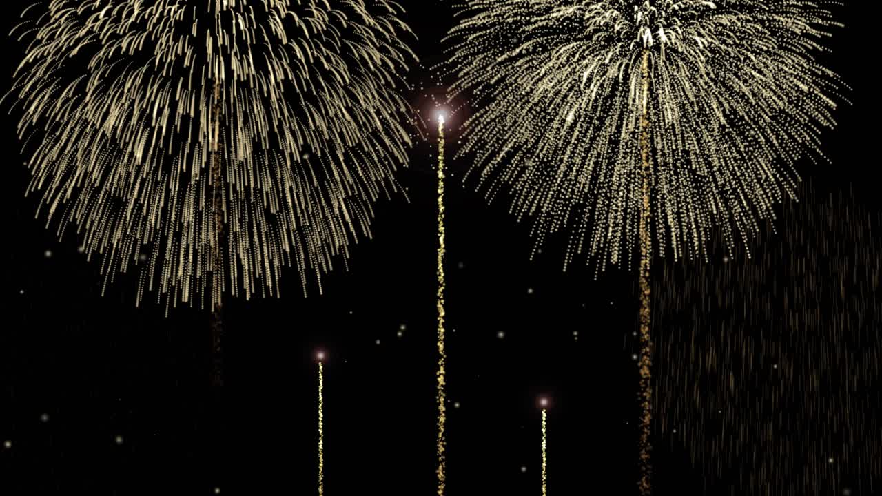 Fireworks explode in night sky sequence. | Premium Stock Video Footage
