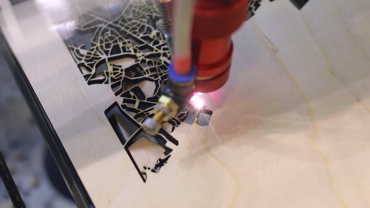 Premium stock video - Cnc burning laser woodworking wood processing ...