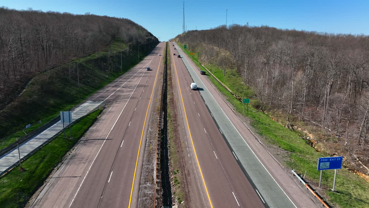 Interstate Highway Road Up Hill And Through Mountains Free Stock Video ...